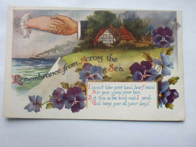 Hands Across Sea Postcard Remembrance Poppy Poppies Poem Romantic ...