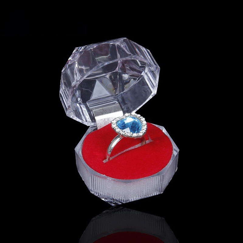 Trendy Transparent Plastic Box Polychromatic Ring Display Jewellery ...