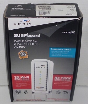 ARRIS SURFBOARD SBG6700-AC Cable Modem AC1600 WiFi Router Combo DOCSIS ...