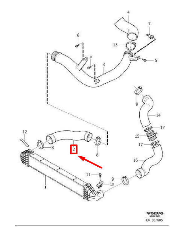 2010 Volvo Xc70 LHD Intercooler Hose Pipe 31370489 for sale online | eBay