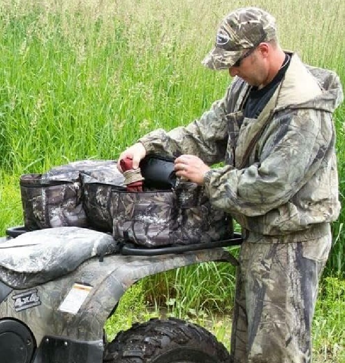 ATV Rear Rack Camo Cargo Pack Padded Soft Luggage Storage Utility Bag ...