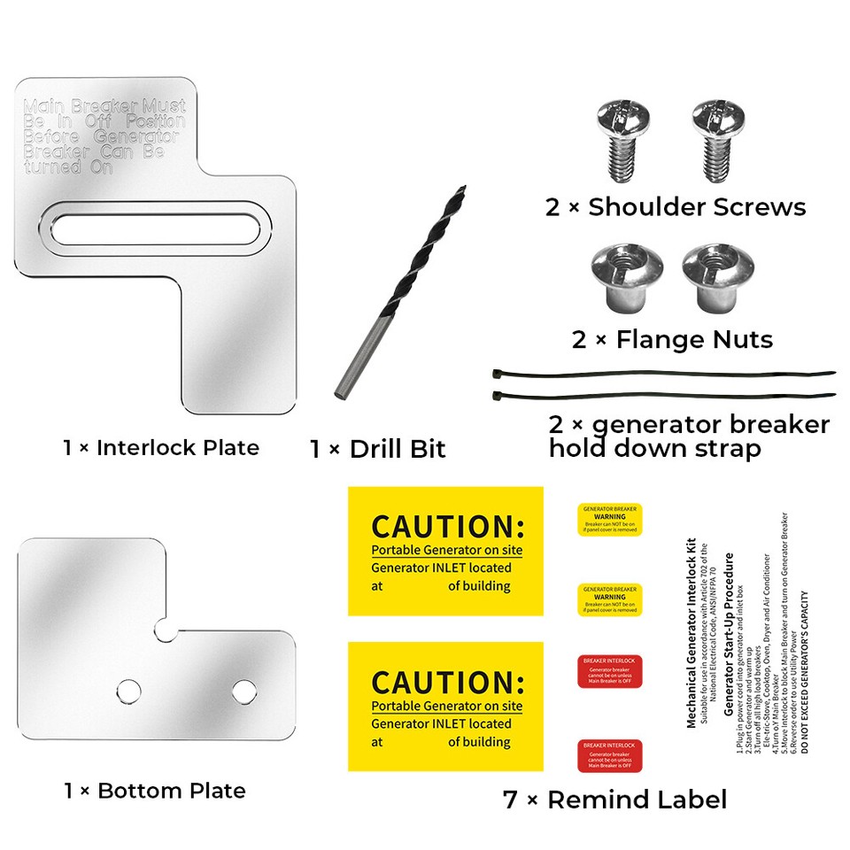 Generator Interlock Kit For Murray & Siemens 100 Amp Panel Interlock ...