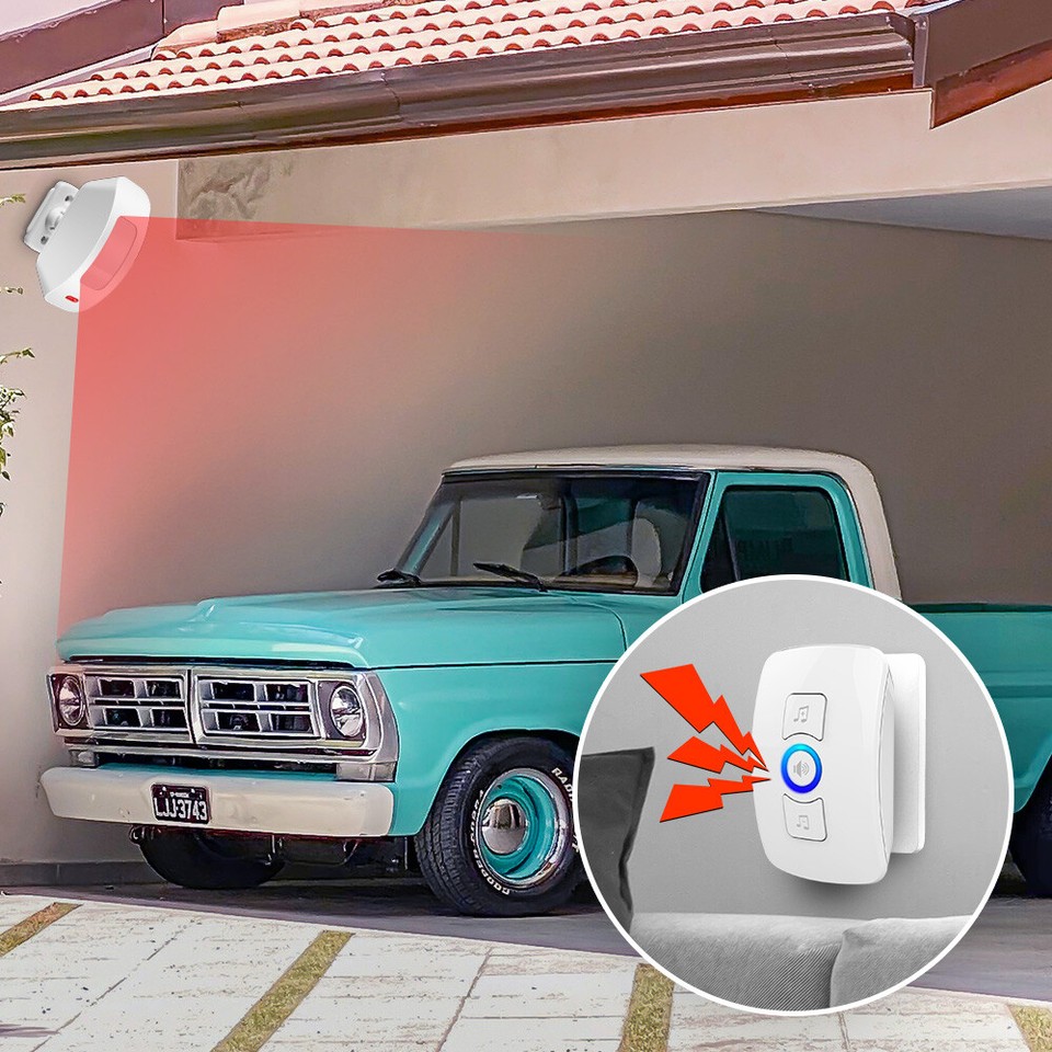 KERUI Driveway Alarm Wireless Motion Infrared Sensor Garage Alert ...