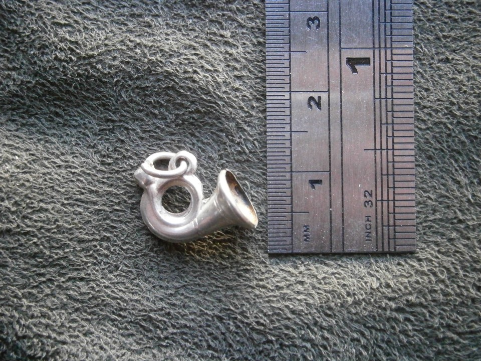 European Post Horn Hunting Horn Vintage 800 Silver Bracelet Charm ...