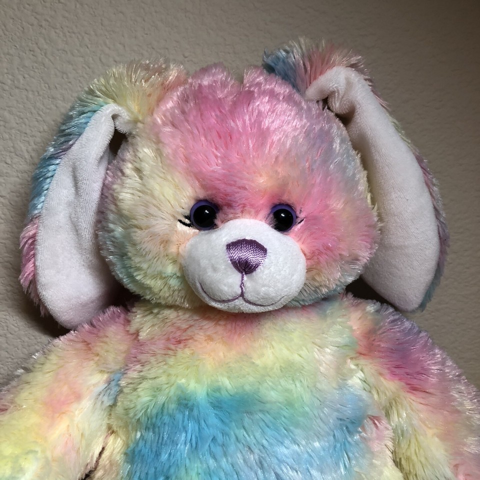 Build-A-Bear Plush Bunny - Rainbow Pastel Tie Dye - Rabbit 17" - Spring ...