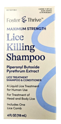 F&T Lice Kill Shampoo w/ comb MAX STRENGTH 4oz for Head, Pubic, Body ...