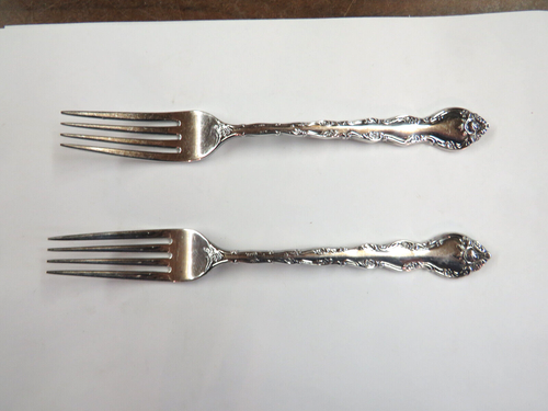 Wallace Silverplate Flatware Abbey Rose Pattern Set of 2 Dinner Forks 7 ...