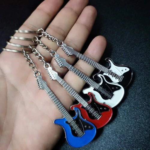 Electric Rock Guitar Keychain Metal Keychain Music Keychain Fob Chain ...