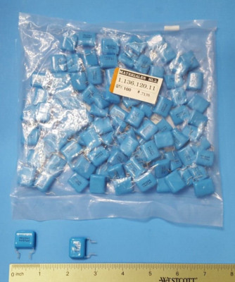 (100 PCs) FILM CAPACITOR, 7A2G224J , TAITSU , 220 nF , 0. 22 MF/UF ...