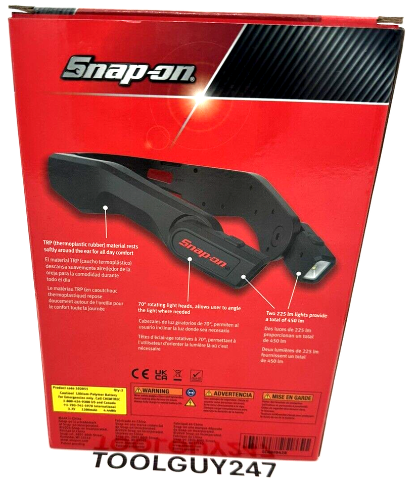 SNAP ON ECHDF042 B HIGH-TECH HEADLAMP LIGHT BLACK 450 LUMENS ...
