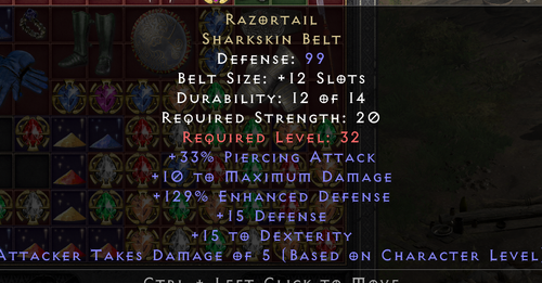 Diablo 2 Resurrected D2R - Razortail Sharkskin Belt - SC - PC - NL | eBay