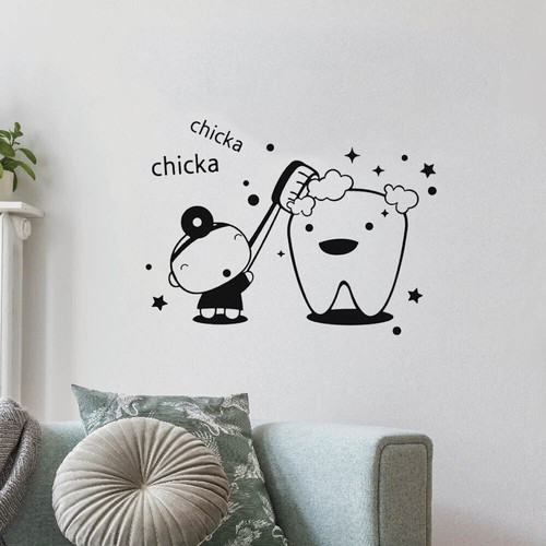 Glass Funny Kids Brushing Chicka Chicka Wall Stickers Waterproof Baby ...