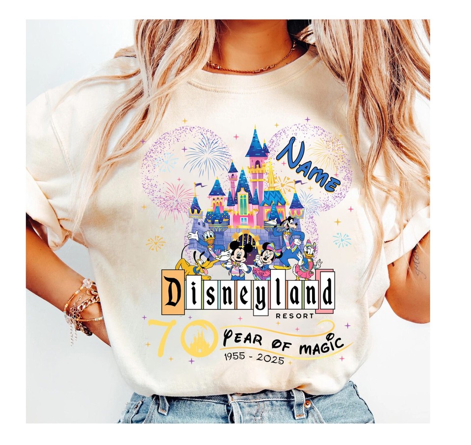 Custom Name Disneyland 70th Anniversary Mickey & Friends Unisex T-shirt 660191 | eBay