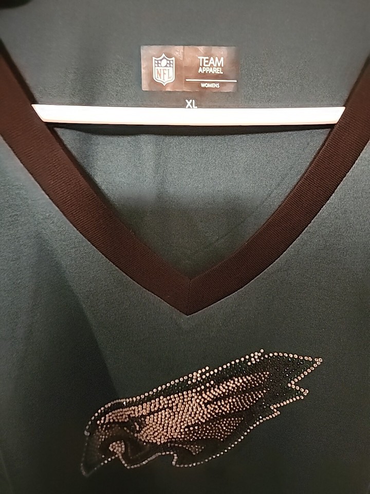 Nfl Team Apparel Women’s Rhinestone V- Neck T Shirt Philadelphia Eagles ...