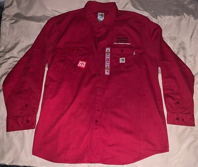 Carhartt Men's 2XL FR Long Sleeve Button Shirt Red 2112 HRC 2 FRS 160 ...