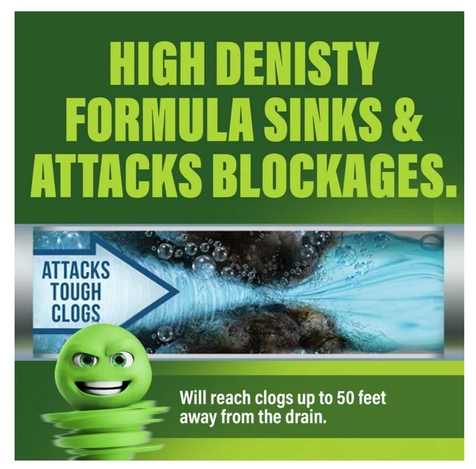 Green Gobbler Main Line Drain Opener and Clog Remover Liquid, Bleach ...