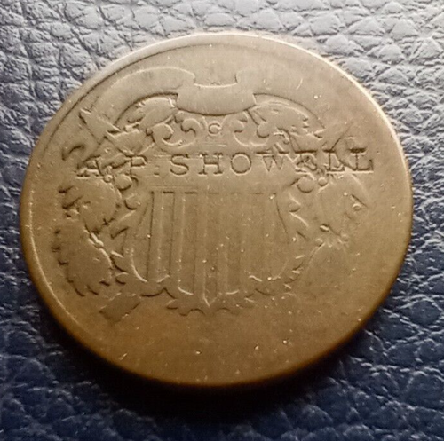 Dateless 2c Two Cent Piece US Copper Coin Counter Stamp "A.P. SHOWELL ...