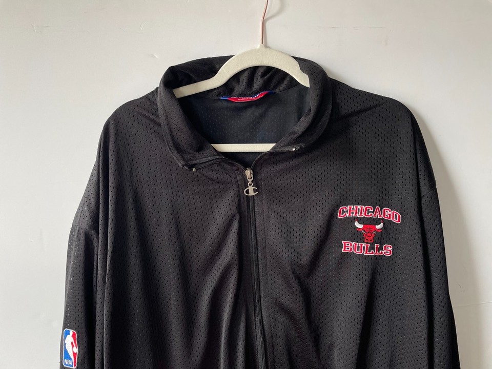 Vintage Champion Athletic Chicago Bulls Mesh Jacket Warm Up Men Black ...