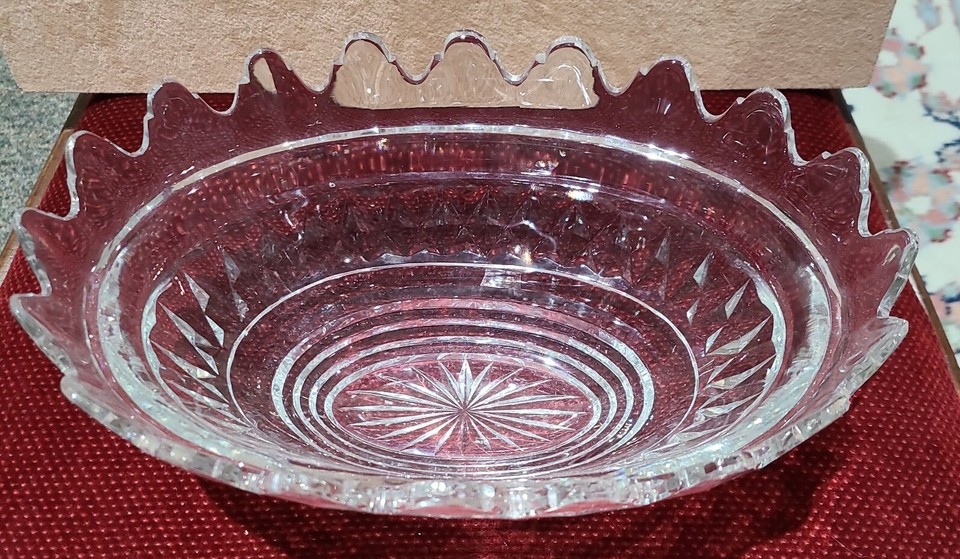 VINTAGE MONTEITH GLASS- OVAL SERVING BOWL DISH ♡ BEAUTIFUL DESIGN 11.5 ...