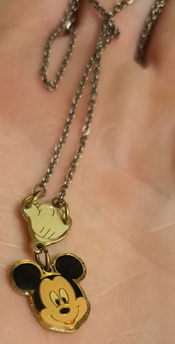 Vintage Disney Mickey Mouse Pendant Necklace Gold Toned | eBay
