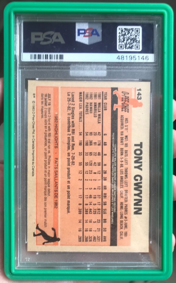 1983 O Pee Chee Tony Gwynn #143 PSA 10 Gem Mint ~POP. 36~ Rookie ~MBA ...