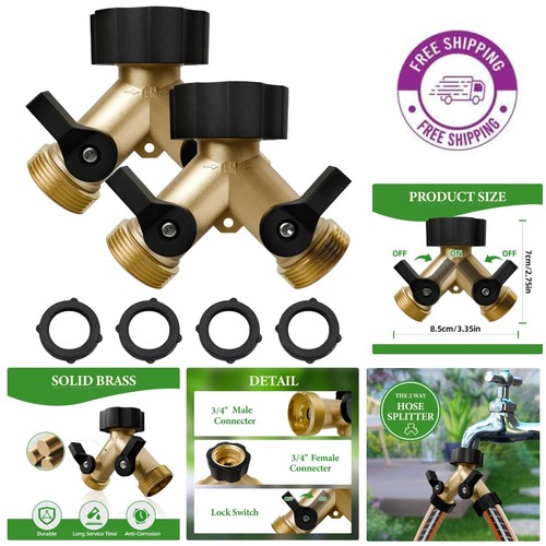 Dual Hose Connector Tap Splitter - Durable Brass with Adjustable Flow ...
