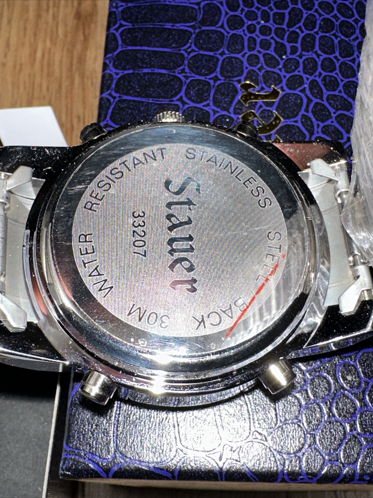 Men' Stauer Blue Stone Chronograph Wristwatch 33208 | eBay