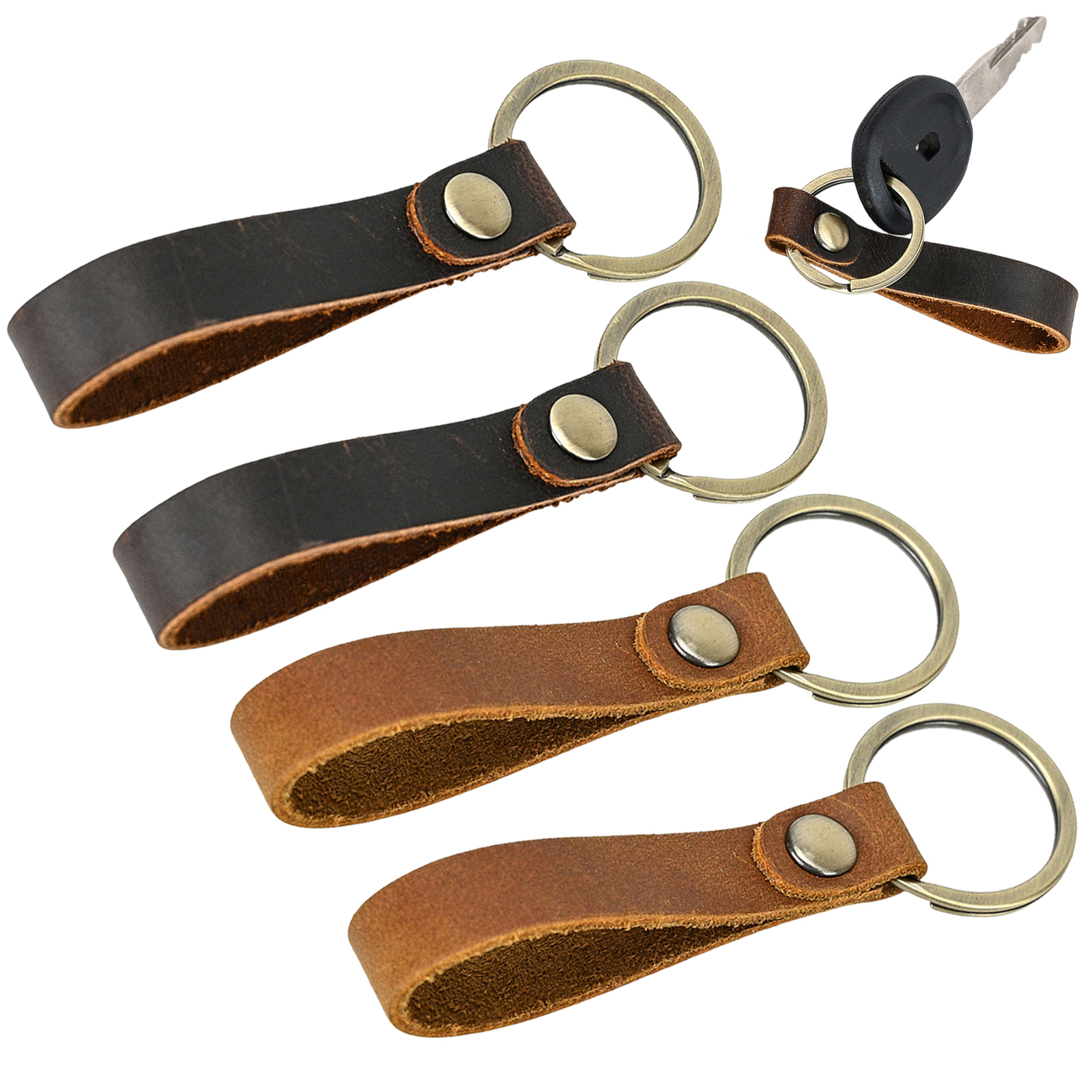 4pcs Men Women Car Home Gift Key Ring Practical Leather Keychain ...