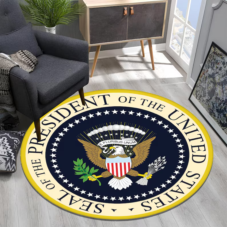 American Eagle Round Rug, Presidential Seal Office Decor, Minimalist ...