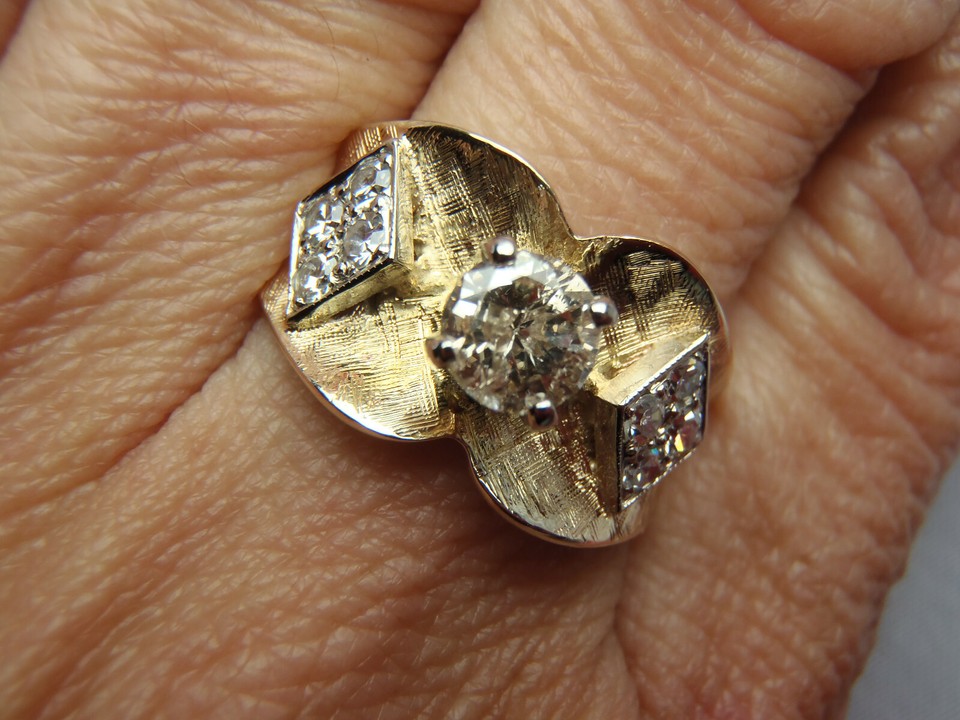 .74ctw Diamond Engagement Ring 14k Yellow Gold 1/2ct Solitaire Center ...