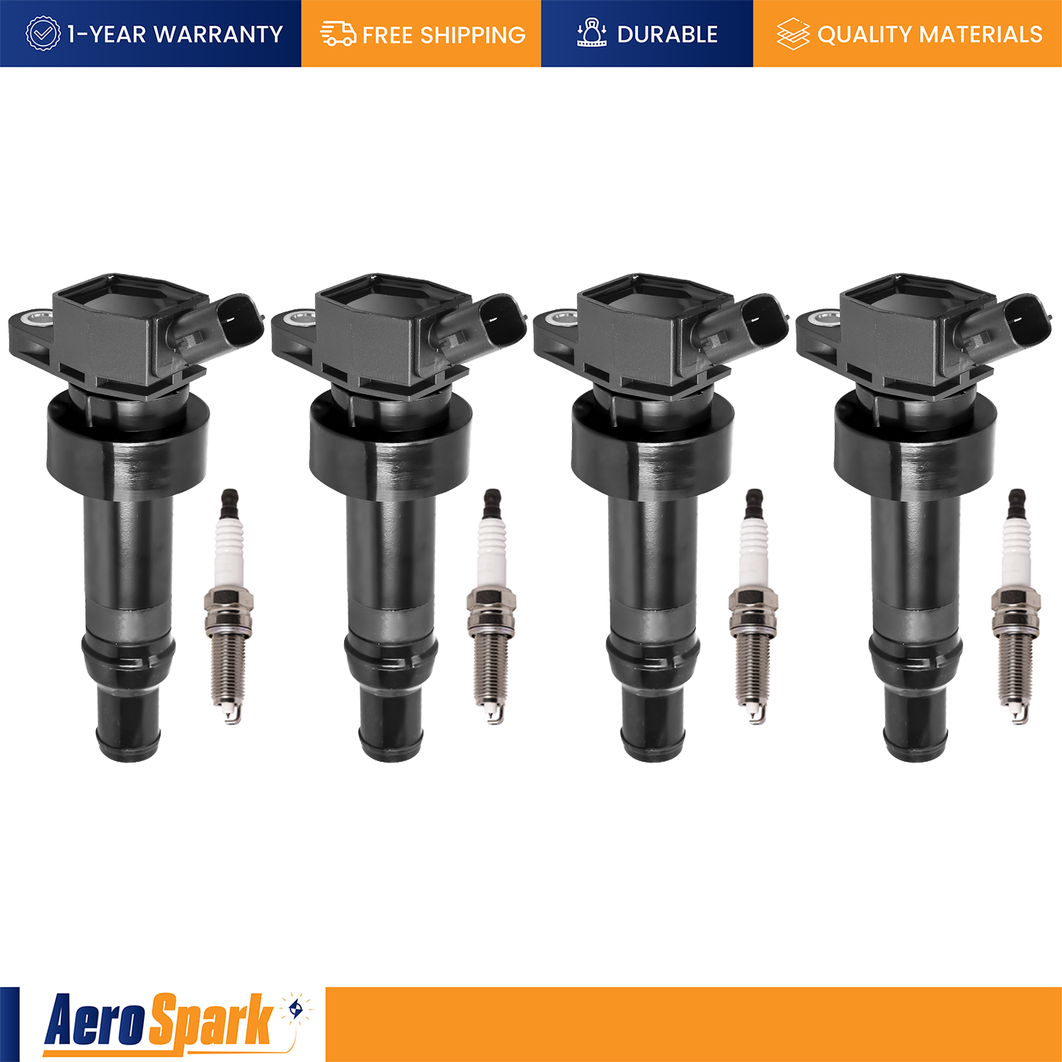 4PCS Ignition Coil & Ruthenium Spark Plug For 2012-17 Hyundai Accent ...