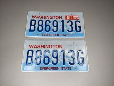 Set Of 2 Washington License Plates Plate Pair 2009 B86913G | eBay
