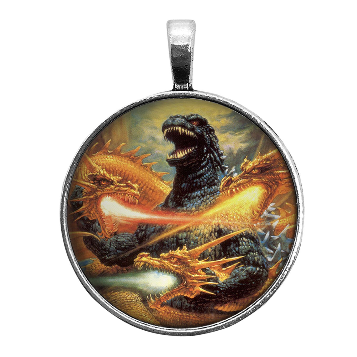 Godzilla versus King Ghidorah Key Ring Cufflinks Tie Clip Necklace Ring ...