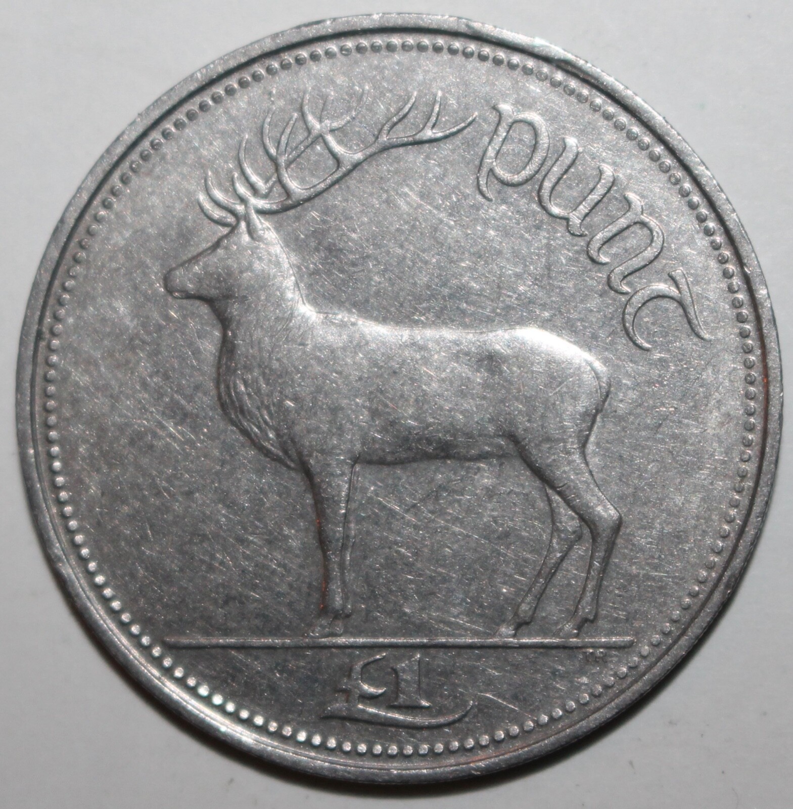 Irish Republic One Punt Coin 1994 KM# 27 Ireland Red Deer Harp 1 Pound ...