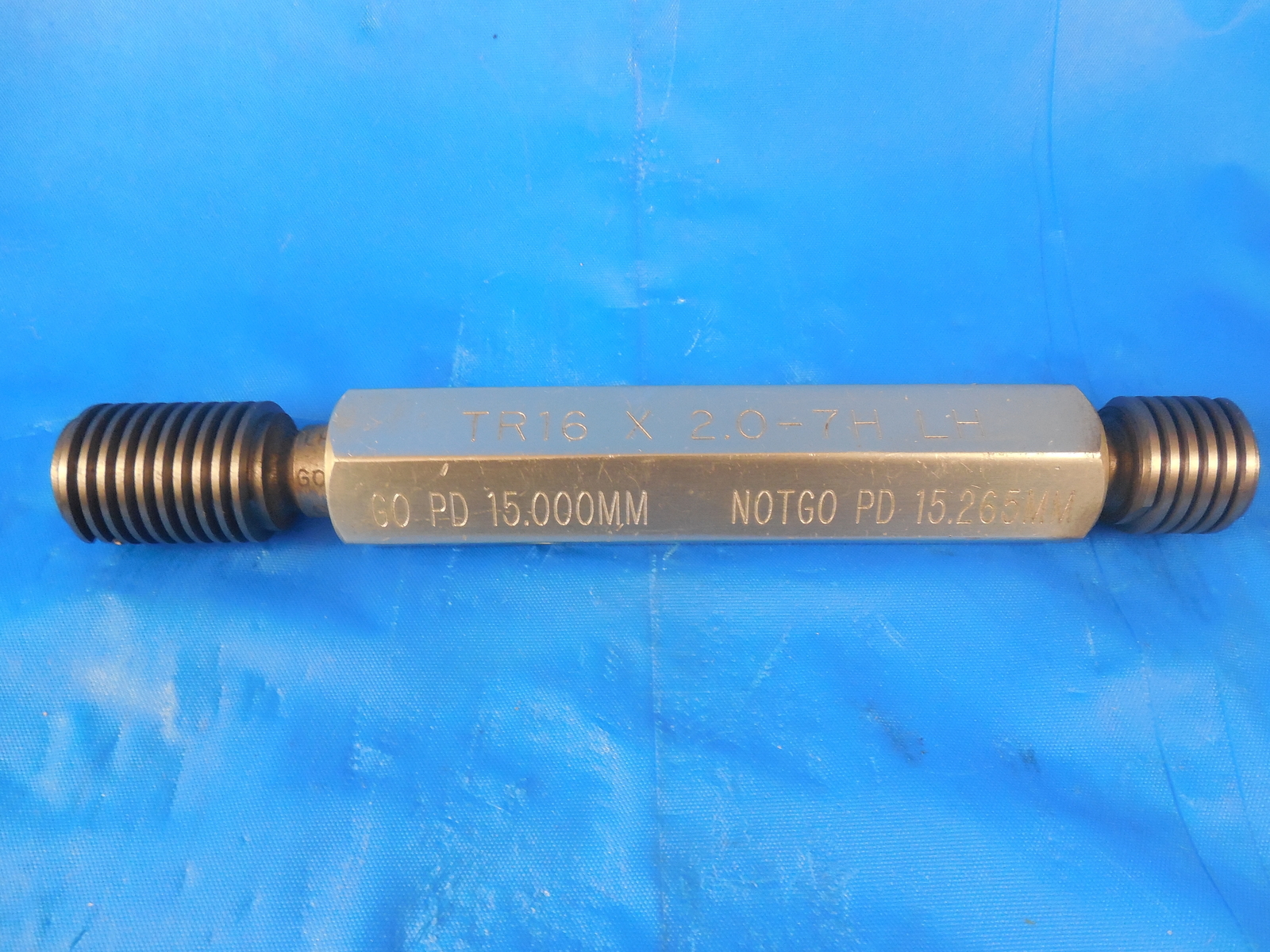 TR16 X 2.0 7H L.H. METRIC TRAPEZOIDAL THREAD PLUG GAGE GO NO GO 15.000 ...