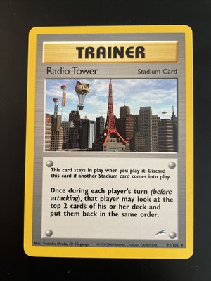 NM (Unlimited) Pokemon RADIO TOWER Card NEO DESTINY Set 95/105 Trainer ...
