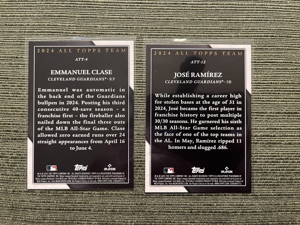 2025 Guardians Jose Ramirez & Emmanuel Clase "Topps All Star Team" #ATT ...