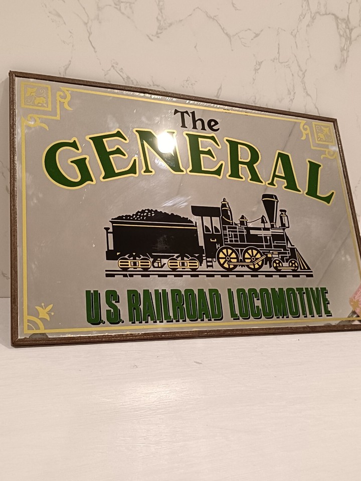 Vintage 'The General' Train Locomotive Steamtrain Mirror Bar Mancave ...