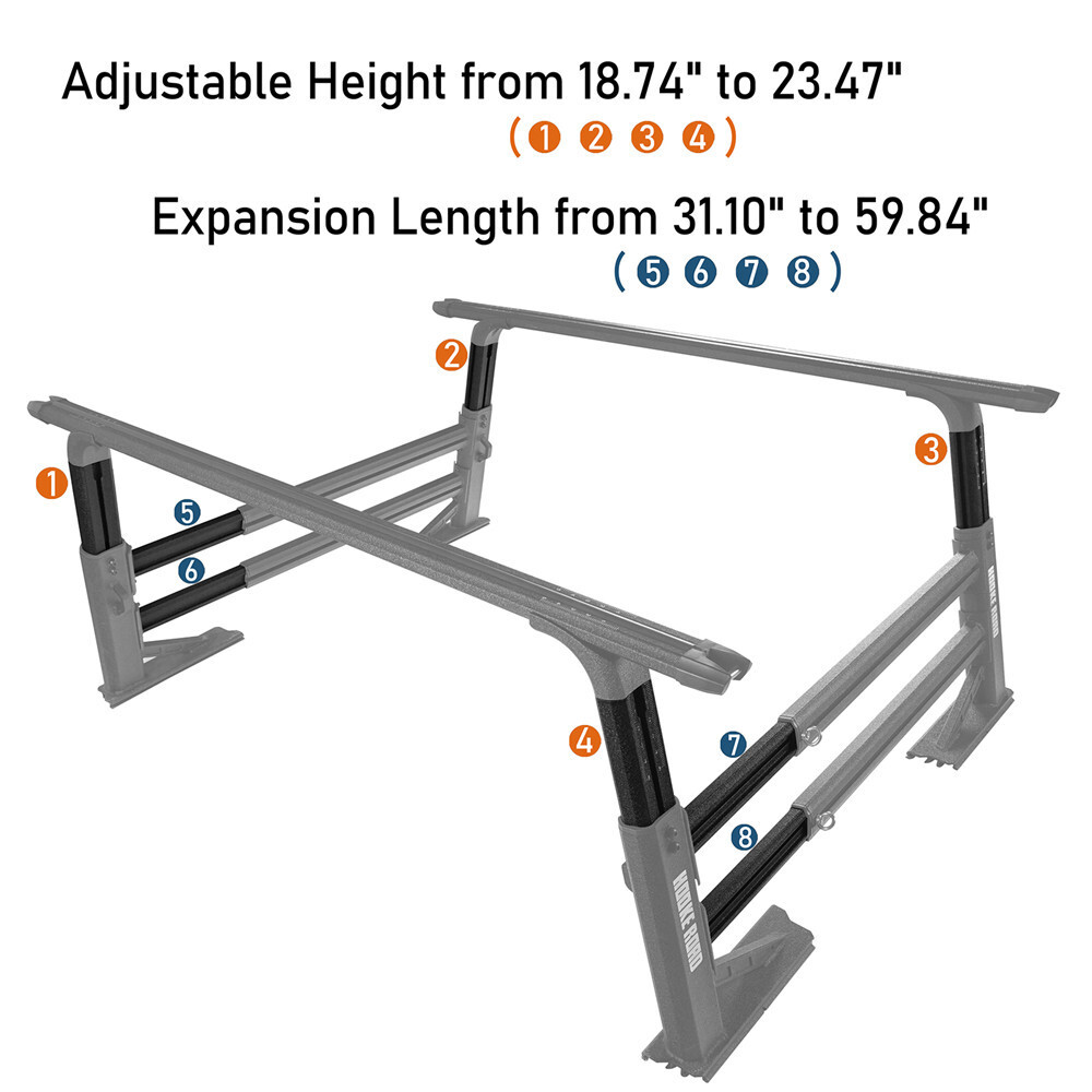 Adjustable Height Truck Bed Cargo Rack Ladder Extend for Universal ...
