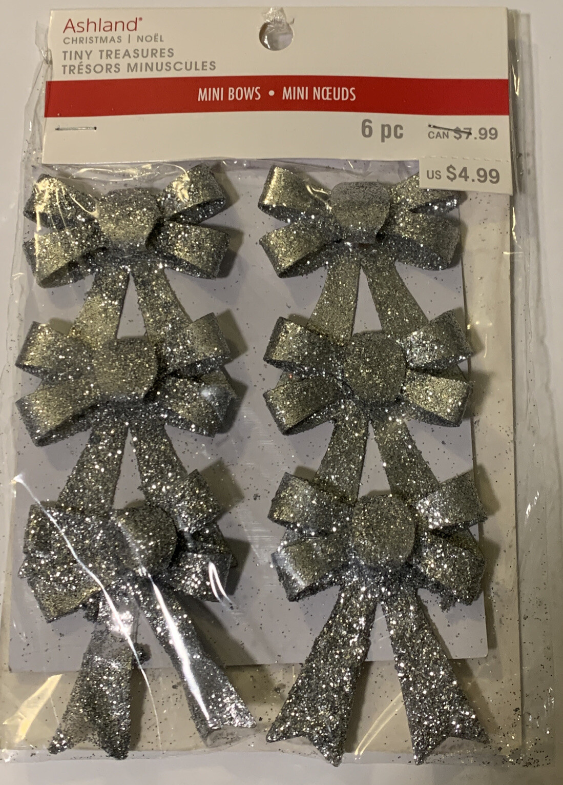 ASHLAND TINY TREASURES MINI EMBELLISHMENTS CHRISTMAS SET OF 6 SILVER ...