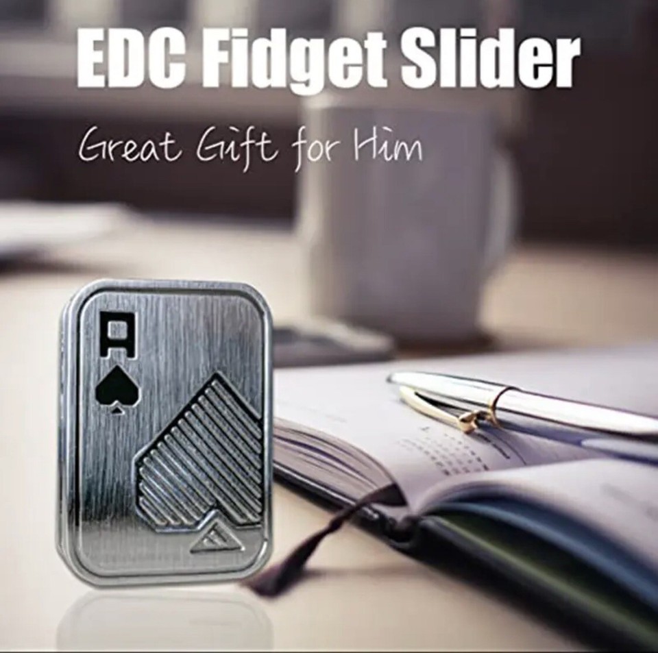 Metal Poker Fidget Slider Ace Magnetic Push Block EDC Fidget Toys ...