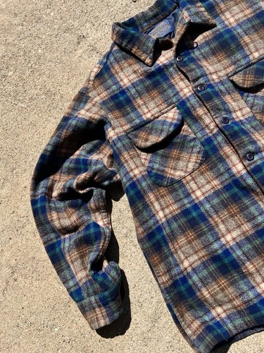 Pendleton Blue/Green/Blown 100% Virgin Wool Flannel - Youth XL | eBay