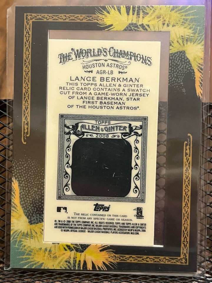 LANCE BERKMAN 2008 TOPPS ALLEN & GINTER'S MINI RELIC HOUSTON ASTROS ...