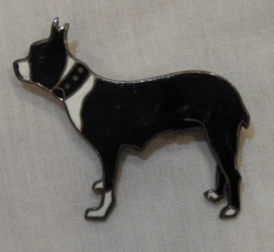 Vintage English Sterling Silver w/ Black & White Enamel Boston Terrier ...