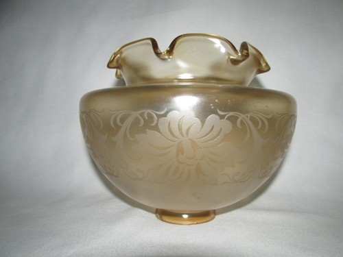 CCV VIANNE MADE IN FRANCE FROSTED GLASS LAMP SHADE ETCHED FLOWERS ...