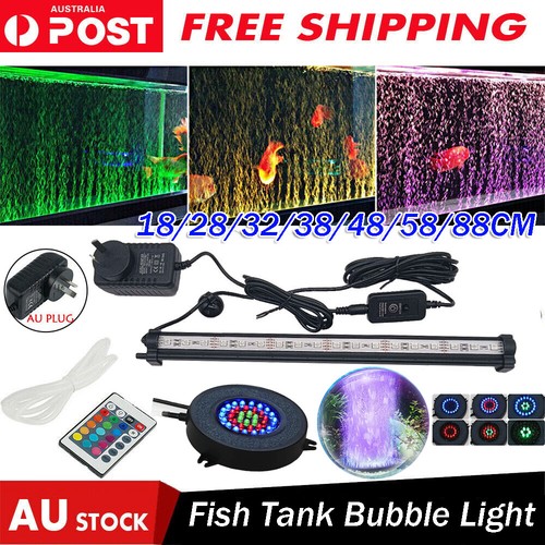 Aquarium Fish Tank Bubble Aquarium Light LED Waterproof Aqua Lamp RGB ...