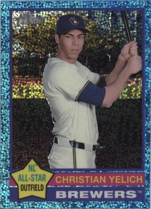 2025 Topps Heritage - Christian Yelich #10 Chrome Light Blue Sparkle ...