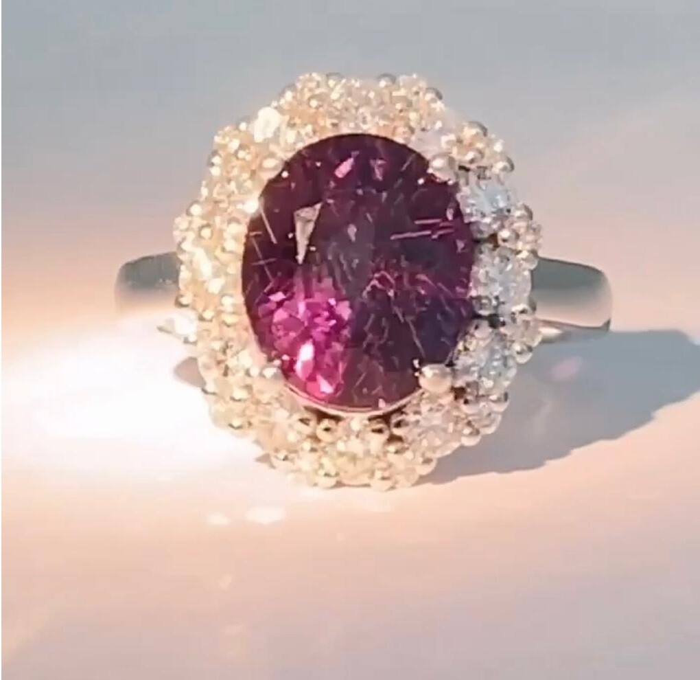 White Gold Color Changing Garnet Diamond Ring | eBay
