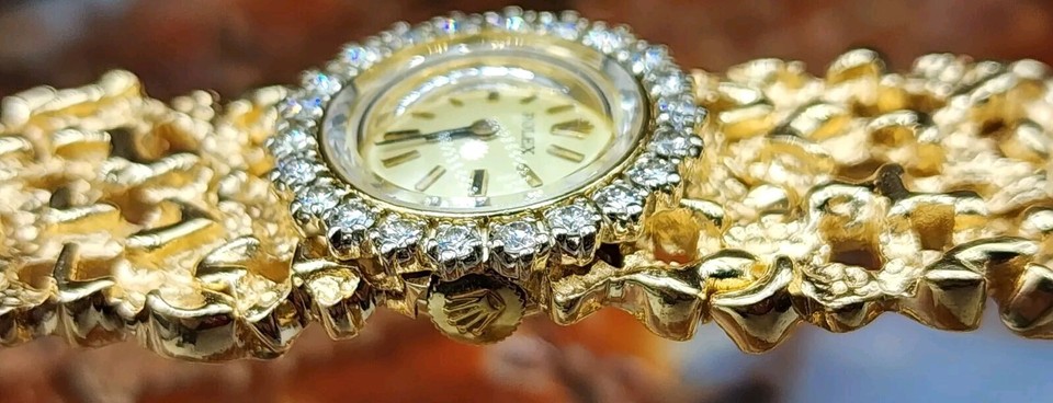 Rolex Rare Vintage 14k Diamond Cocktail Watch W/ Nugget Filigree Style ...