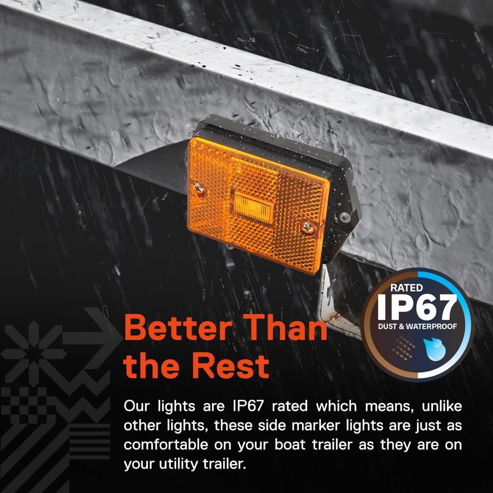 DOT Surface Mount Amber LED Side Marker Light for Utility Boat Trailers ...